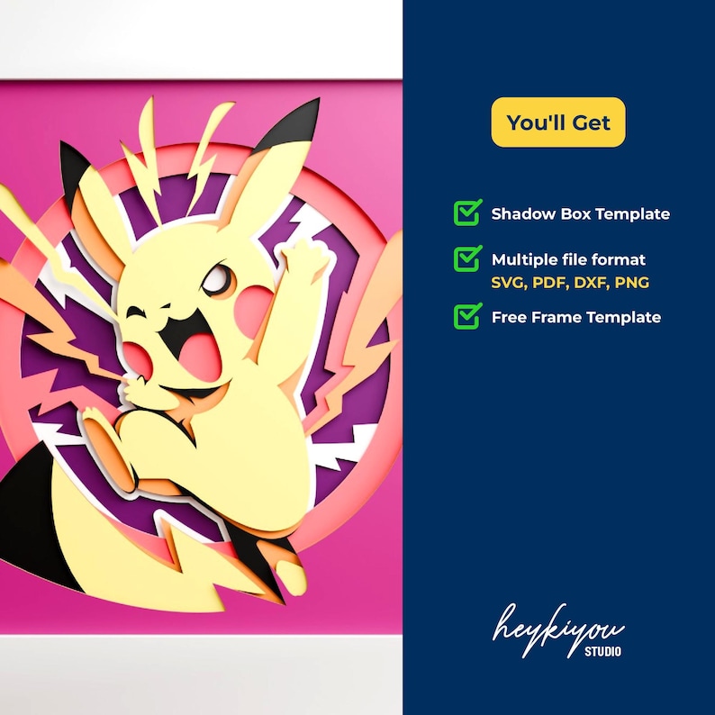 Anime Pet Monster Shadow Box Template: Multi-layered SVG (digital ...