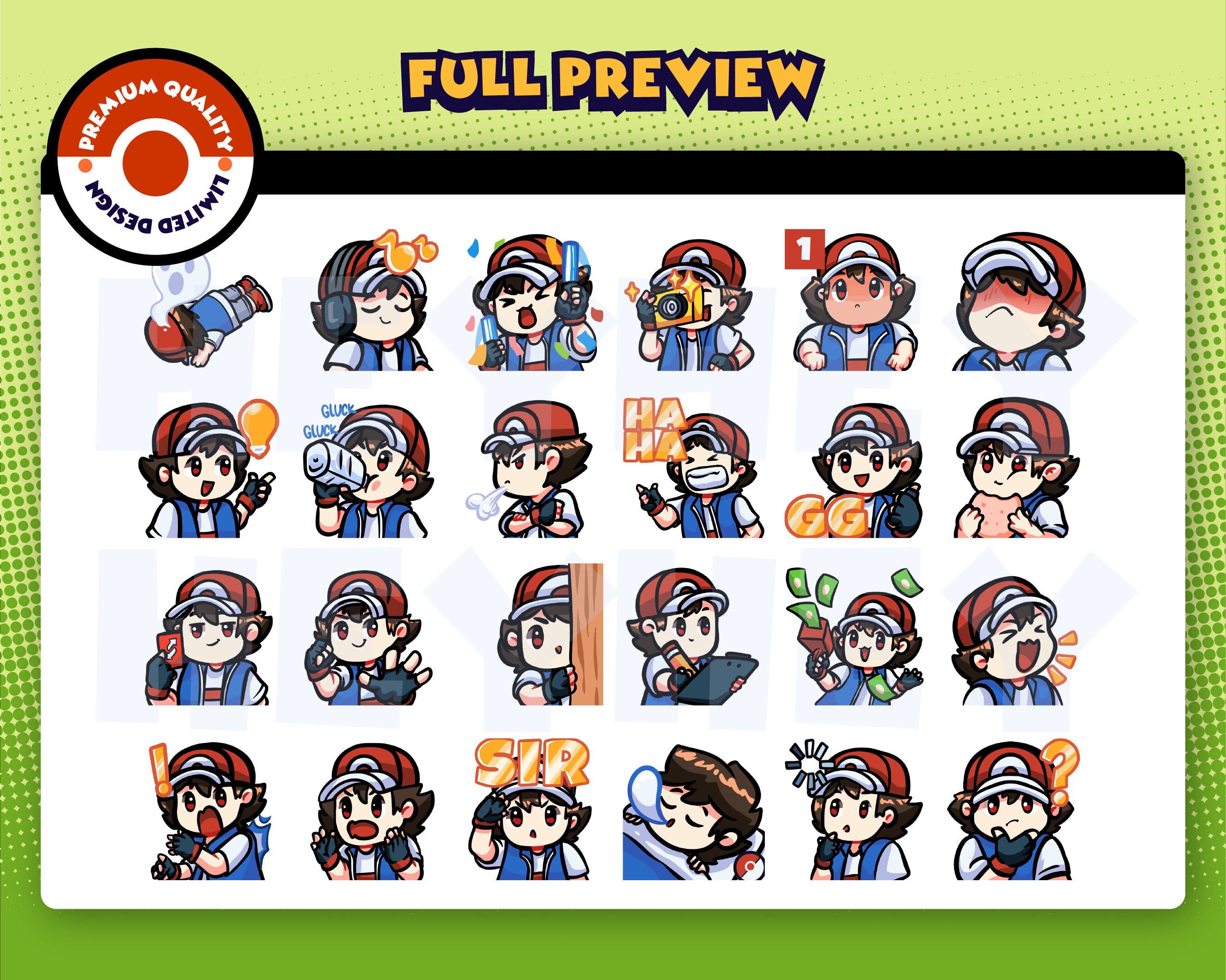 24 Pcs Bonus Trainer Ash Emote for Twitch Twitch Emote Emotes Badge ...