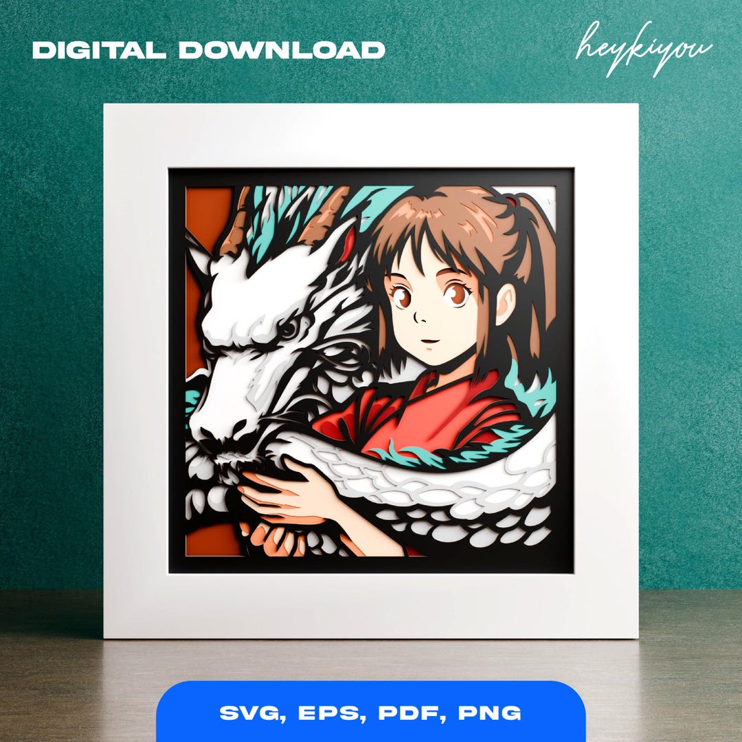 Spirited Girl Anime Shadow Box Template: Multi-layered SVG, PDF, PNG ...