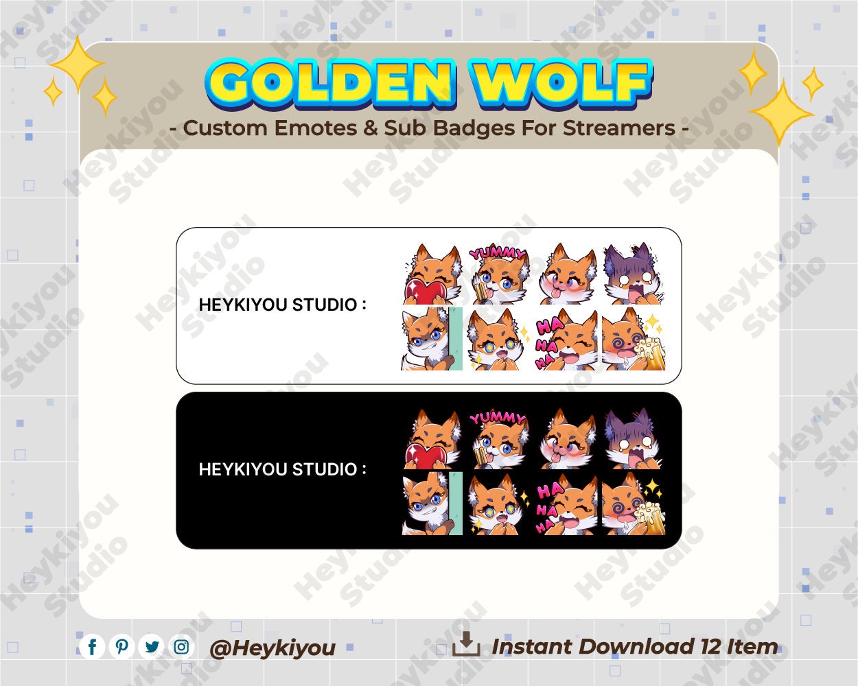 Fox Emotes Pack Twitch Discord Youtube Streaming Cute Kawaii Fox Emoji ...