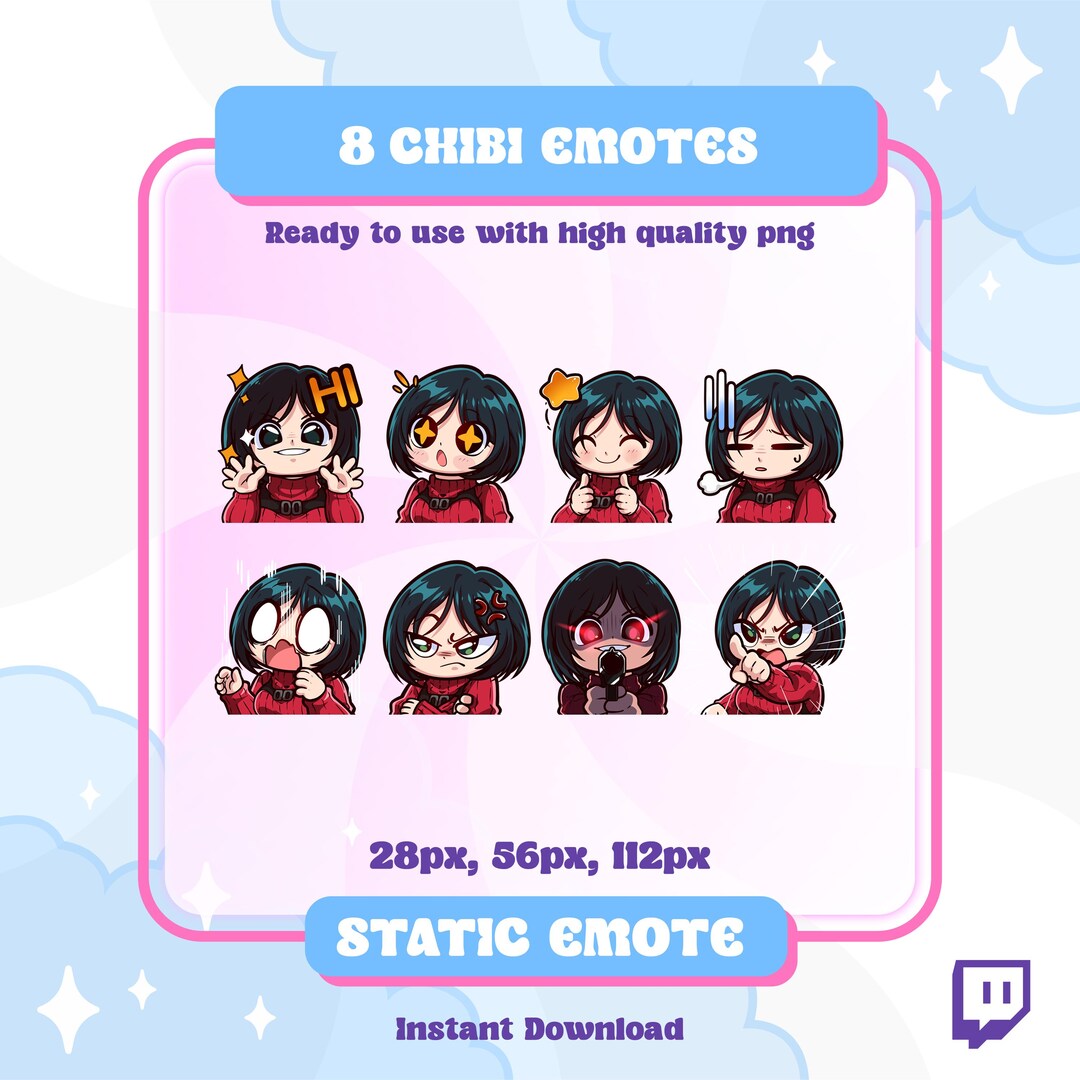 002 Chibi Emote Anime Game for Discord Twitch Streaming - Etsy