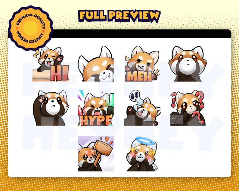 Cute Kawaii Red Panda Emotes Pack Twitch Discord Youtube Streaming ...