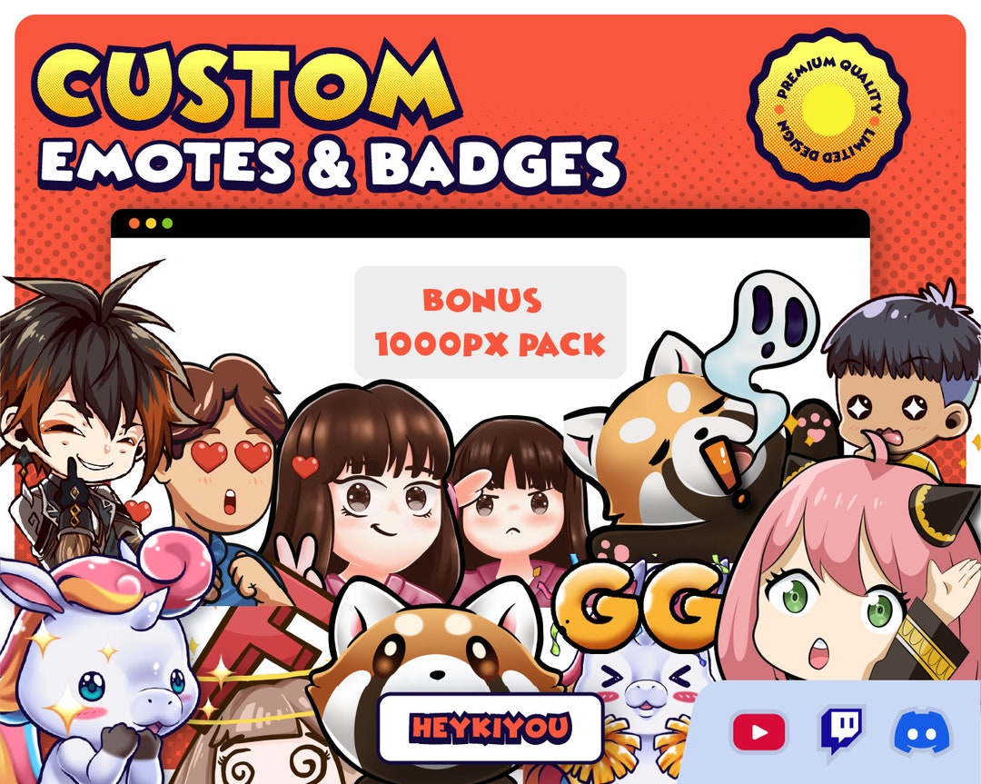 Custom Emotes Twitch Emotes Chibi Emote Pack Badge - Etsy