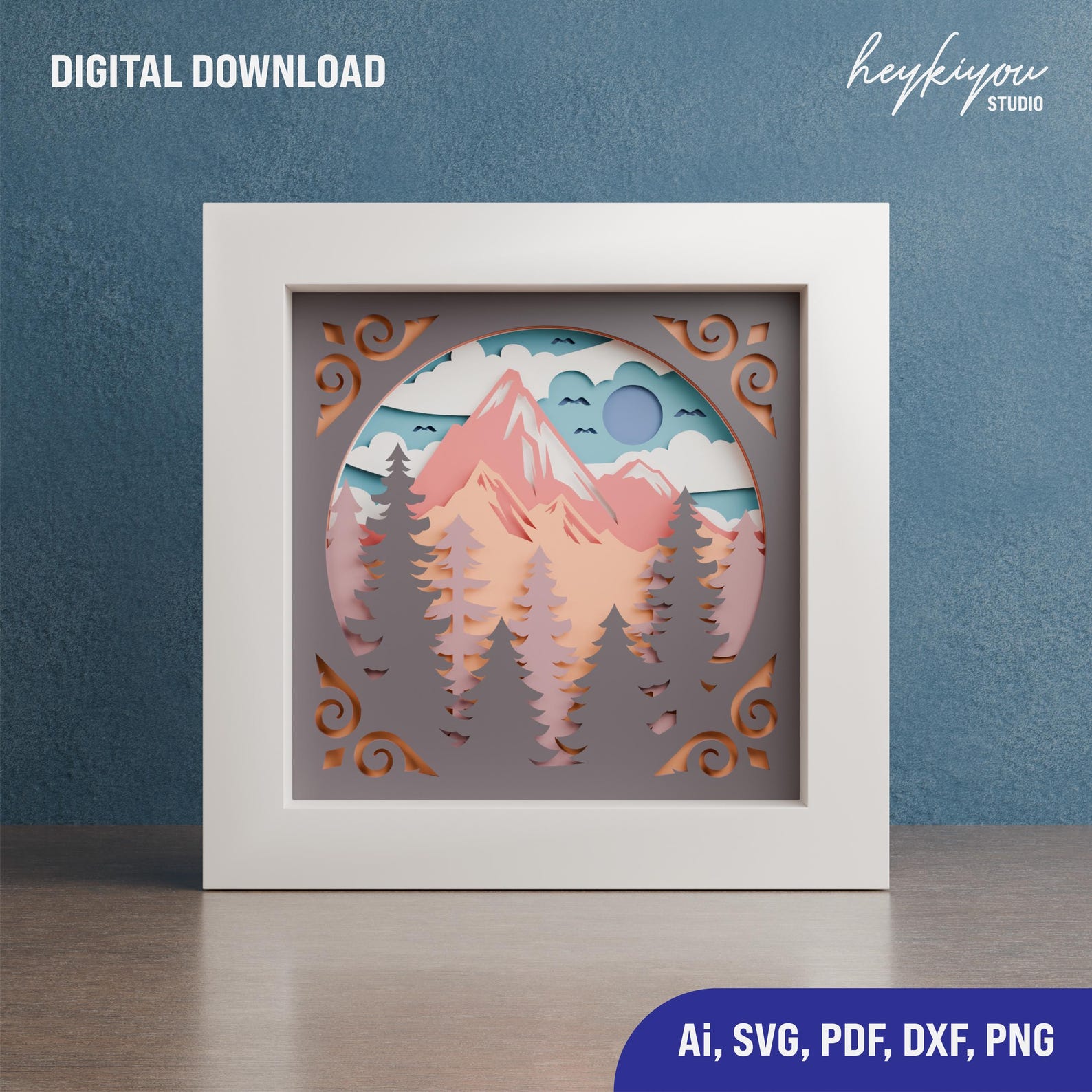 Mountain Landscape Shadow Box SVG Files for Cricut - Etsy
