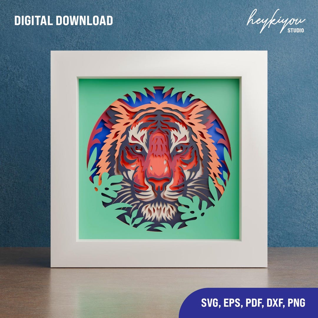 Tiger Shadow Box Template for Cricut & Glowforge - Etsy