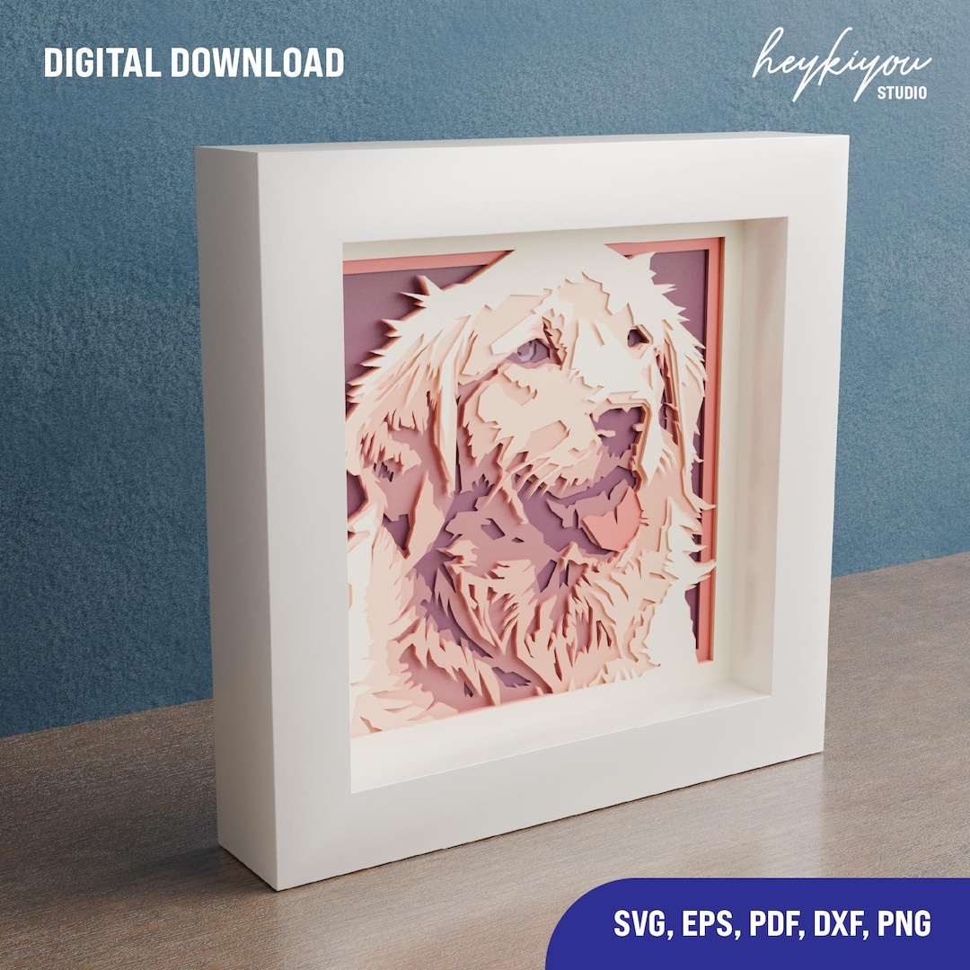 Golden Retriever Dog Shadow Box Template SVG Files for Cricut - Etsy