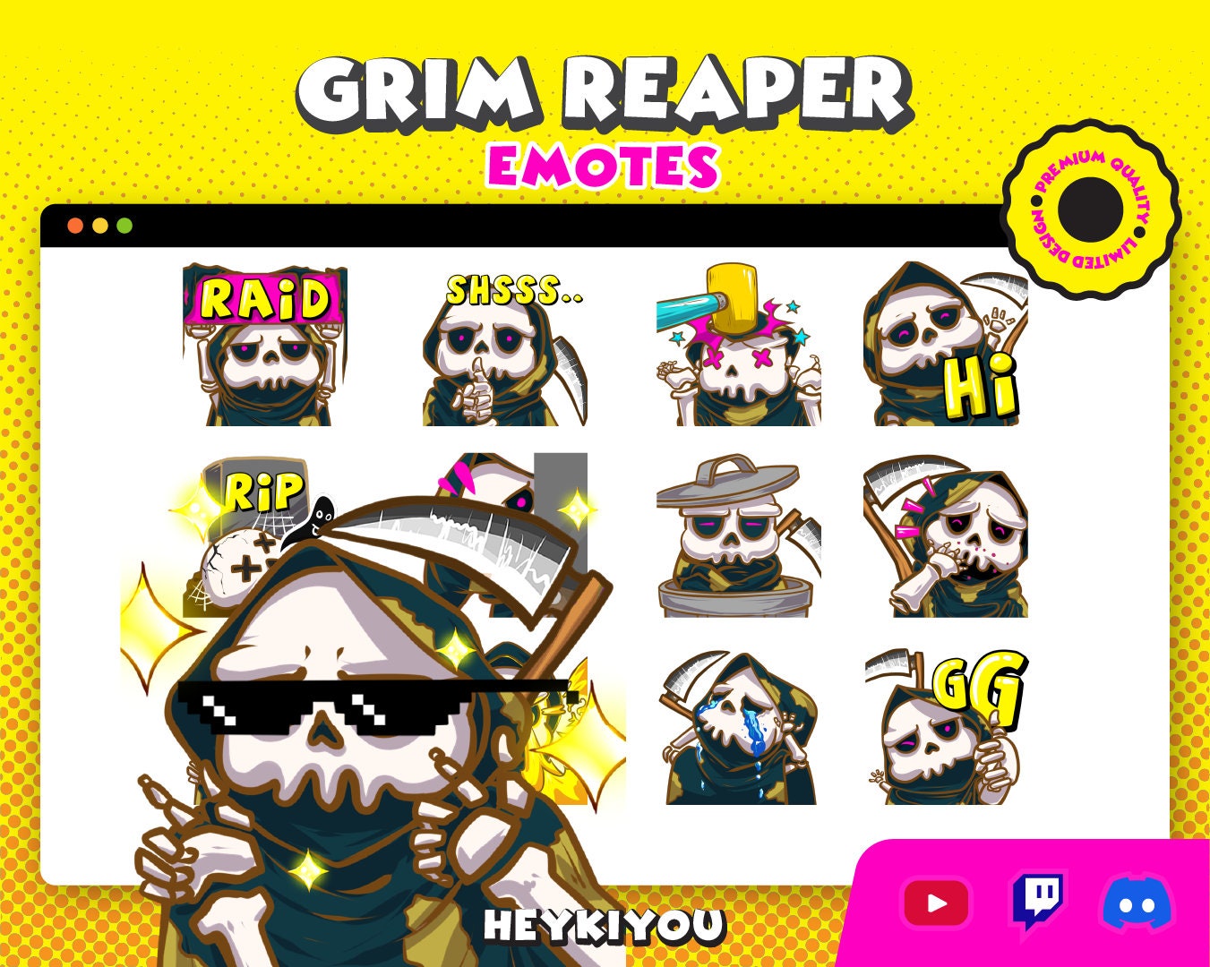 Handrawn Style Grim Reaper Twitch Emotes, Grim Reaper Emotes, Reaper ...
