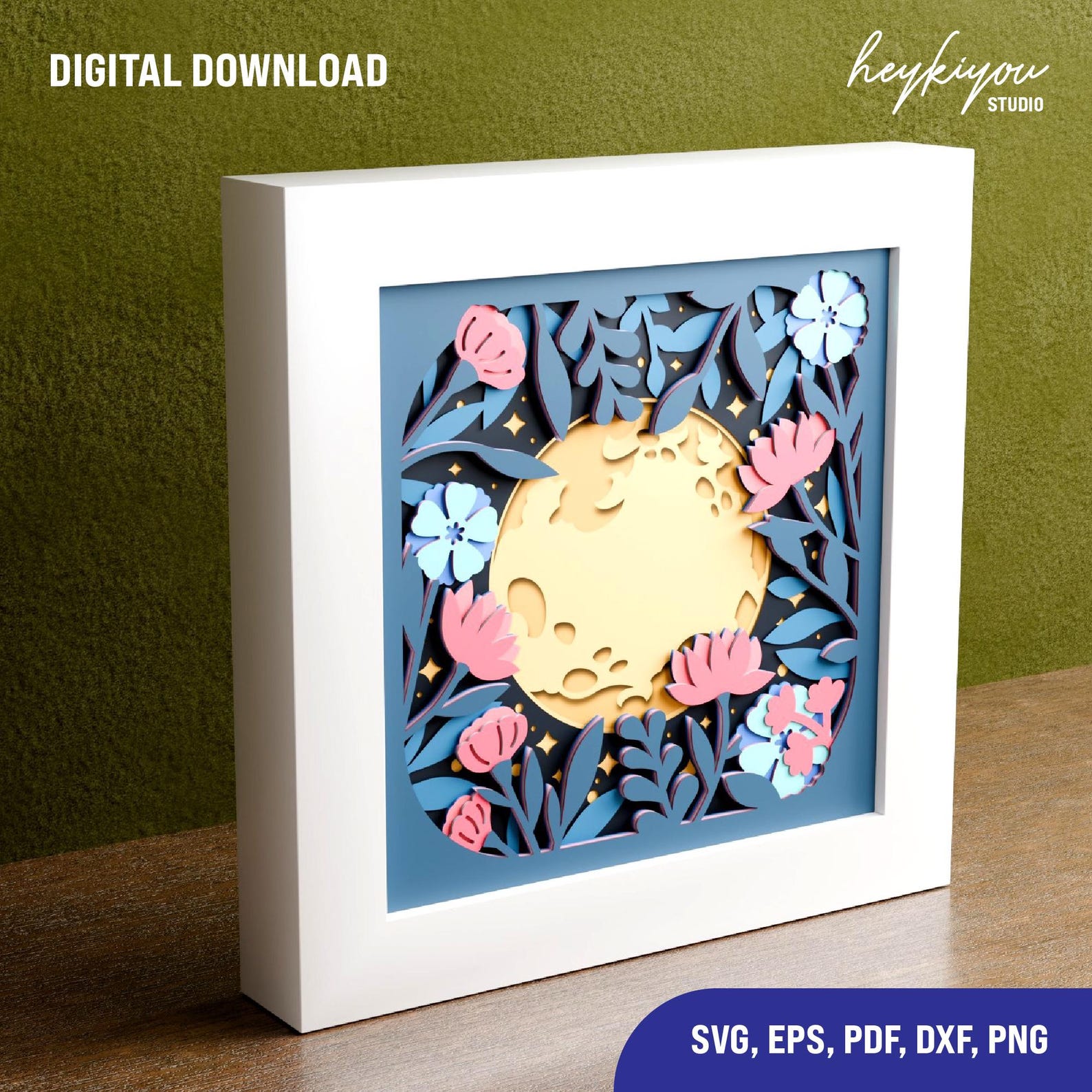 Moon Shadow Box Template: Multi-layered SVG, Cricut/glowforge (digital ...