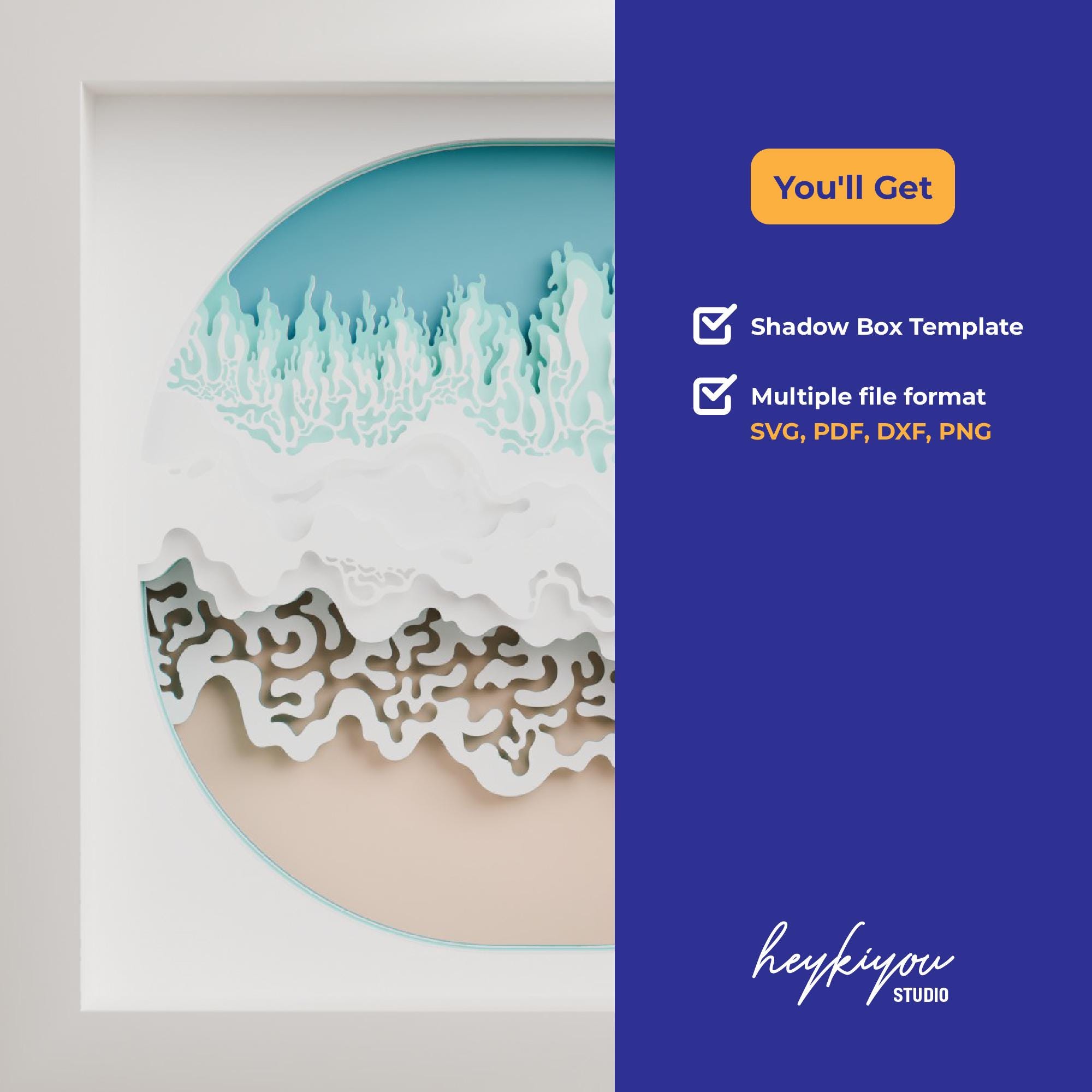 Wave Seashore 3D Shadow Box SVG Files for Cricut - Etsy