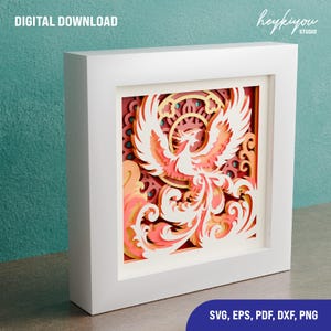 Phoenix Shadow Box Template, Mythical Bird SVG, Cricut Glowforge ...