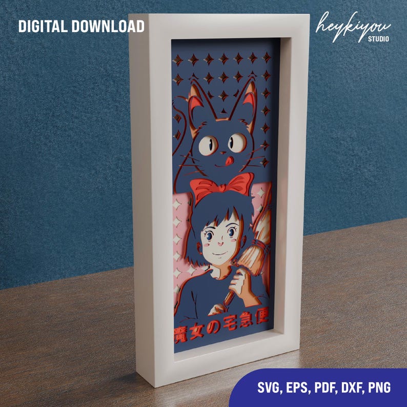 Anime Delivery Girl Shadow Box Template SVG Files for Cricut - Etsy