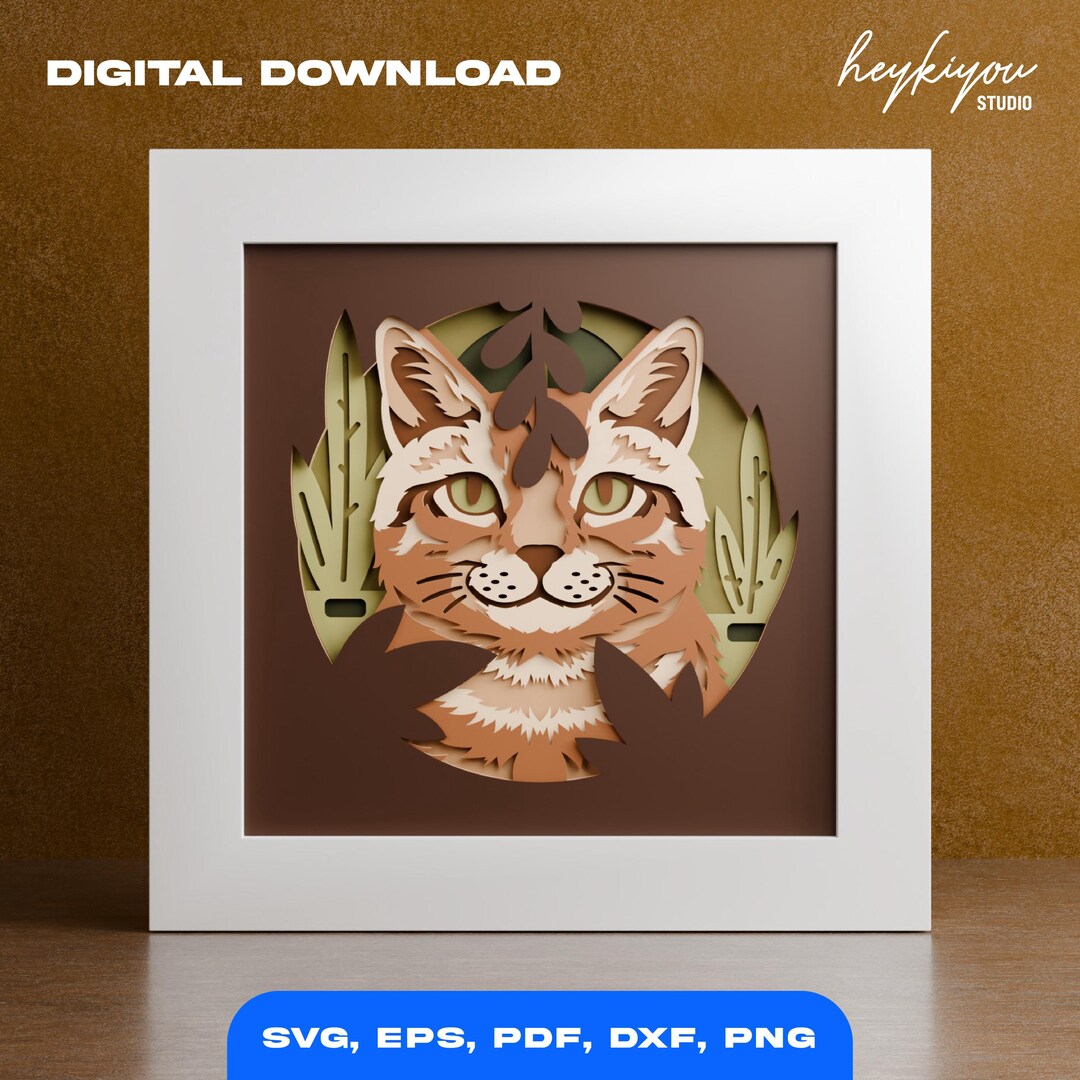 Animal Cat Shadow Box SVG Template (digital Download) - Etsy