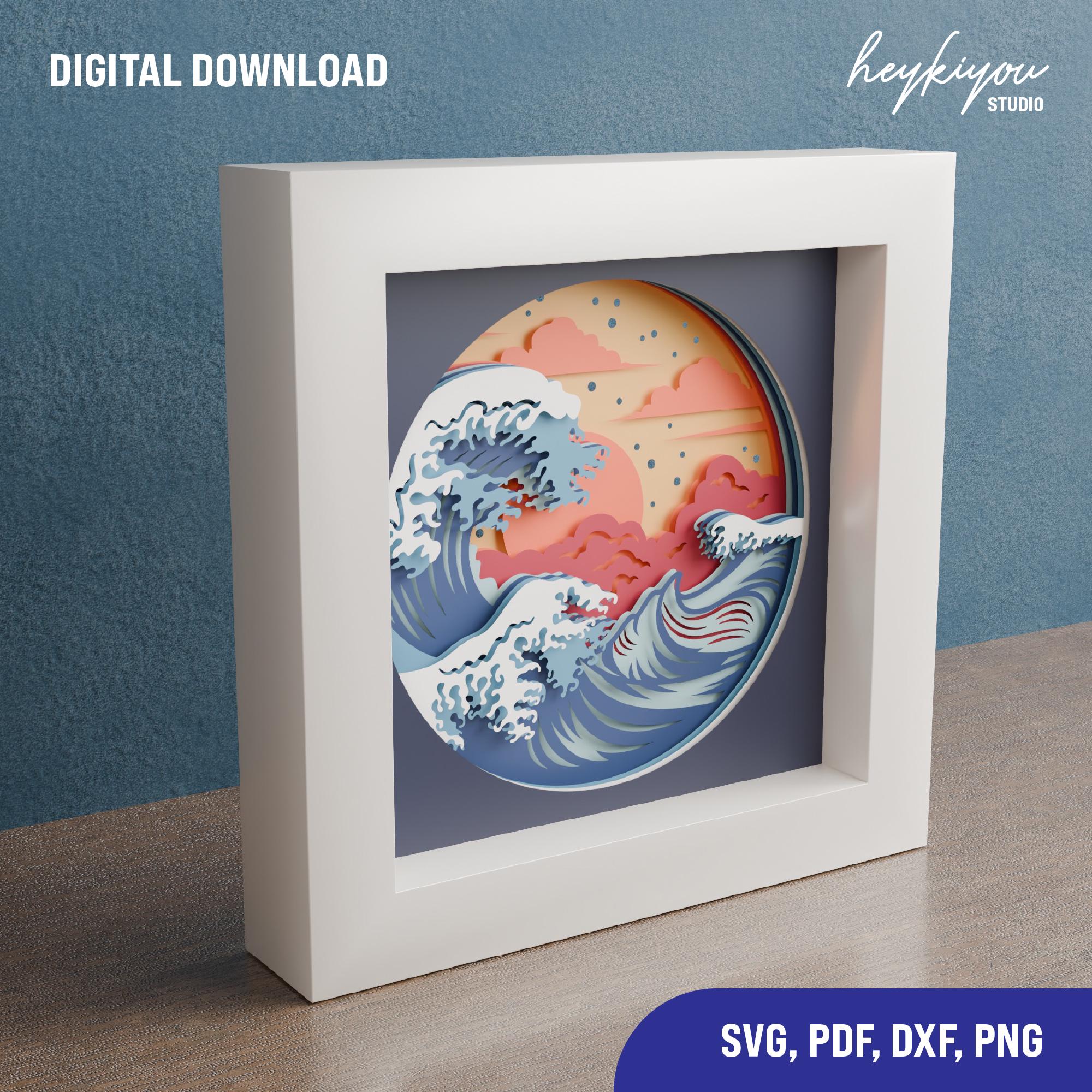 Beautiful Wave Shadow Box SVG Files for Cricut - Etsy