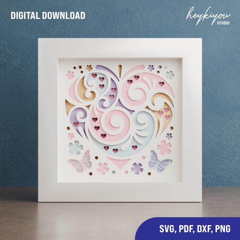 Valentines Love Shadow Box Template SVG Files for Cricut - Etsy