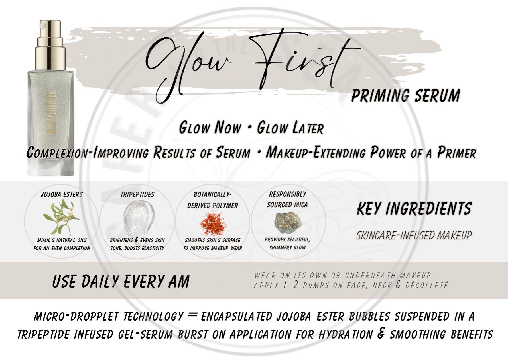 Beautycounter Tip Cards Glow First Priming Serum - Etsy