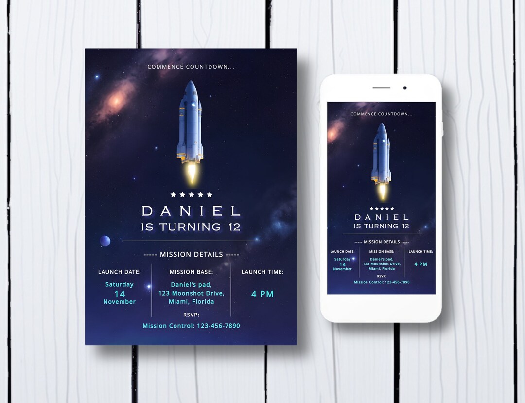 Space Party Invitation Editable Outer Space Theme Birthday - Etsy