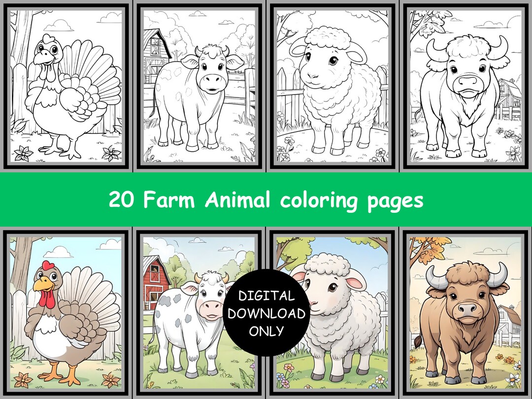 20 Farm Animal Coloring Pages, Cute Farm Animal Coloring in Sheets to ...