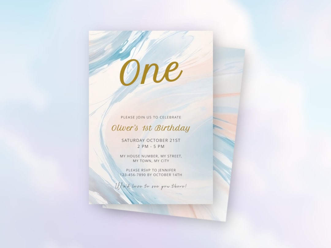 Editable Pastel Birthday Invitation Template First Birthday - Etsy