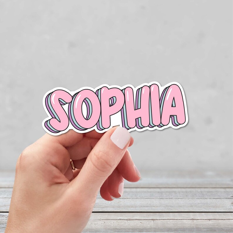 Colorful Custom Name Personalized Sticker | Custom Bubble Name Sticker ...