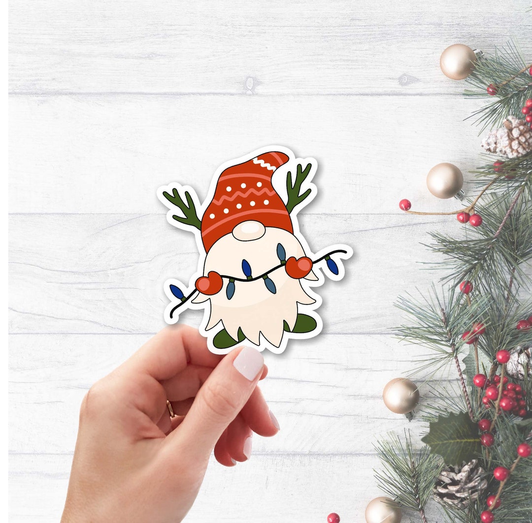 Christmas Gnome Sticker | Christmas Lights Sticker | Holiday Sticker ...