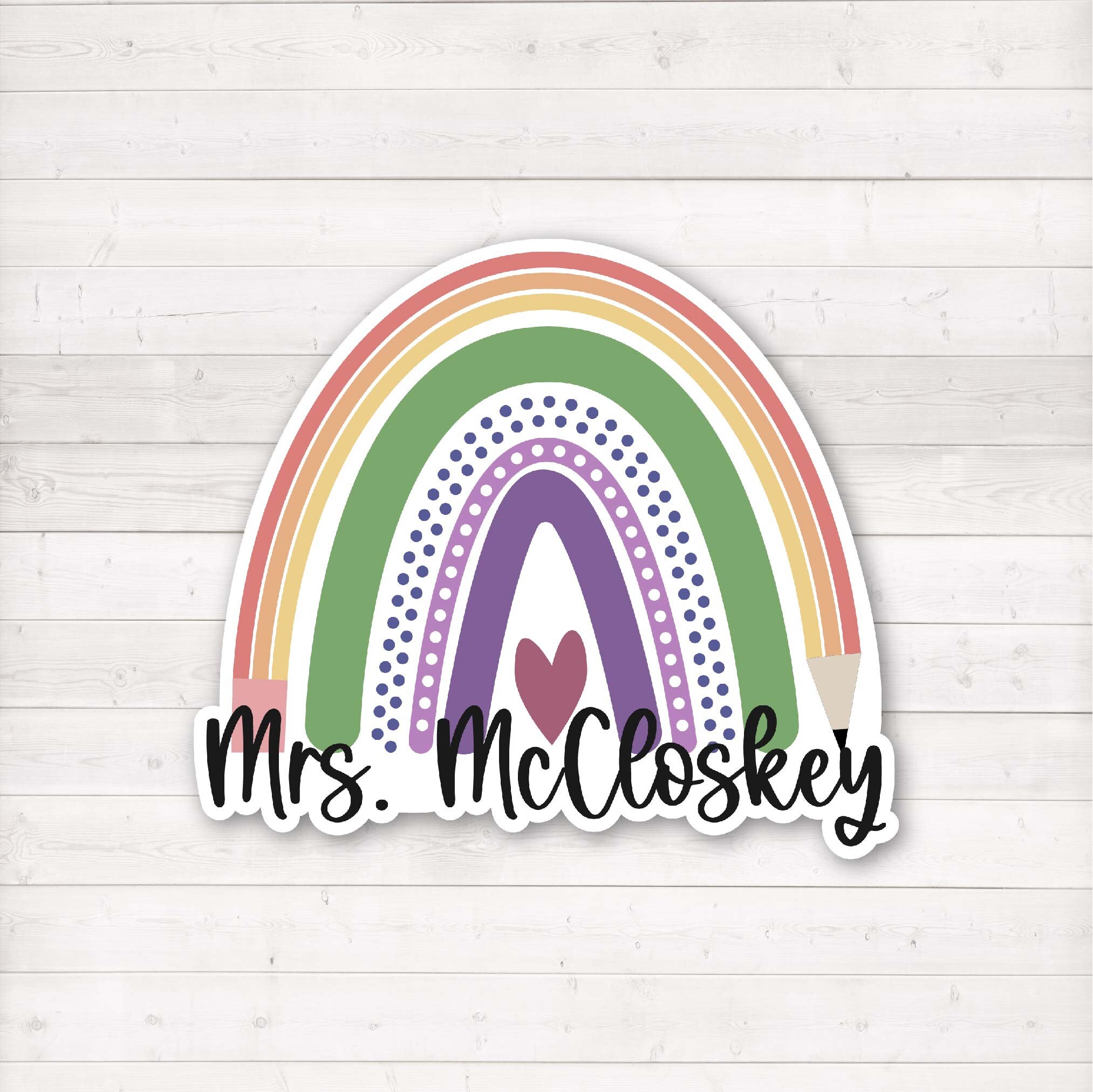 Personalized Teacher Rainbow Sticker Custom Teacher Name - Etsy
