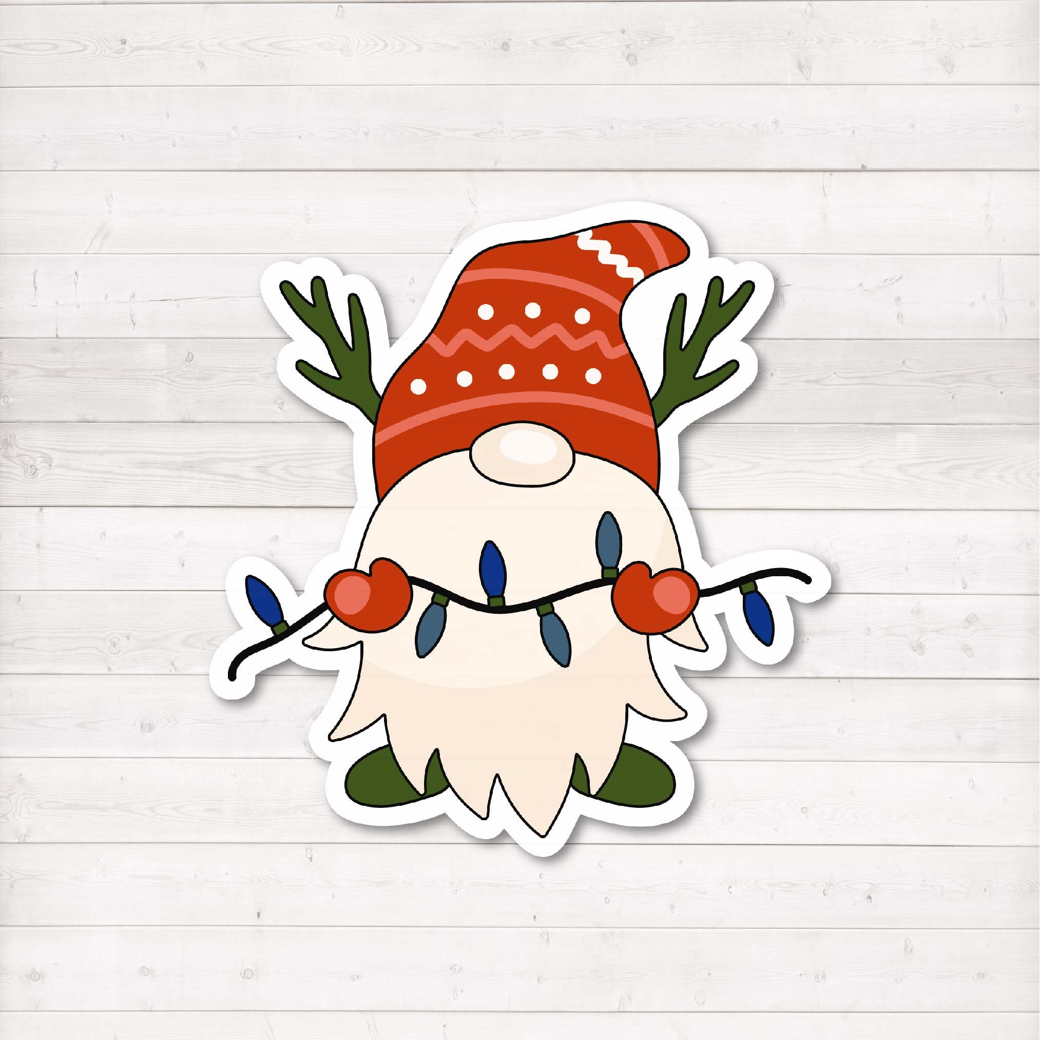 Christmas Gnome Sticker Christmas Lights Sticker Holiday Sticker ...