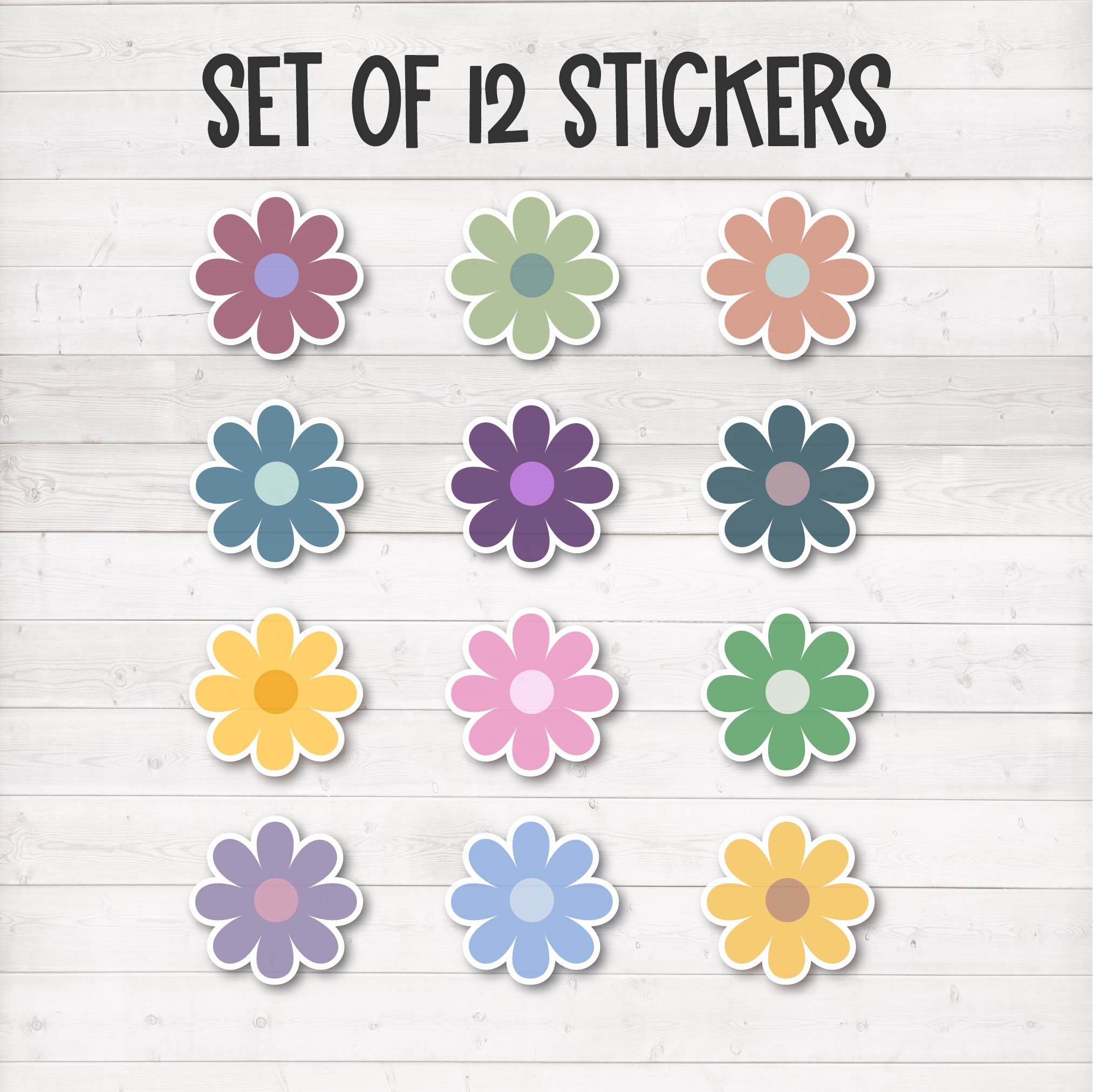 Mini Flower Sticker Set Daisy Sticker Pack Retro Flower - Etsy