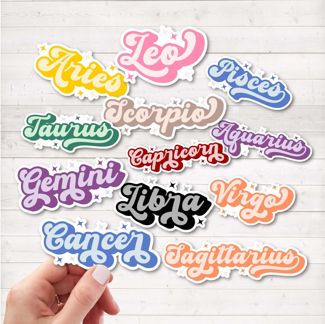 Zodiac Sign Vinyl Sticker | Retro Astrology Sticker | Zodiac Sticker ...