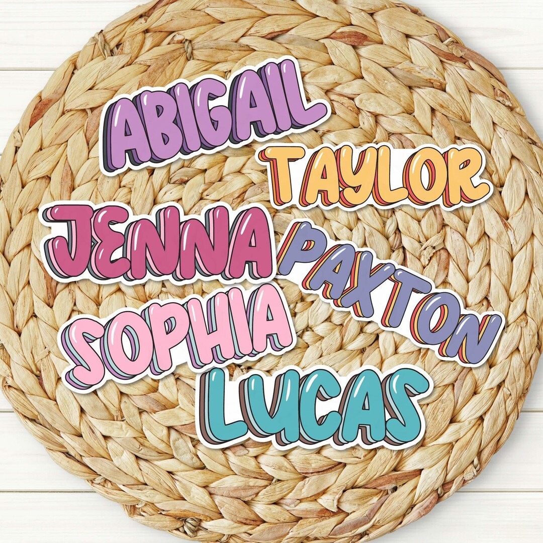 Colorful Custom Name Personalized Sticker | Custom Bubble Name Sticker ...