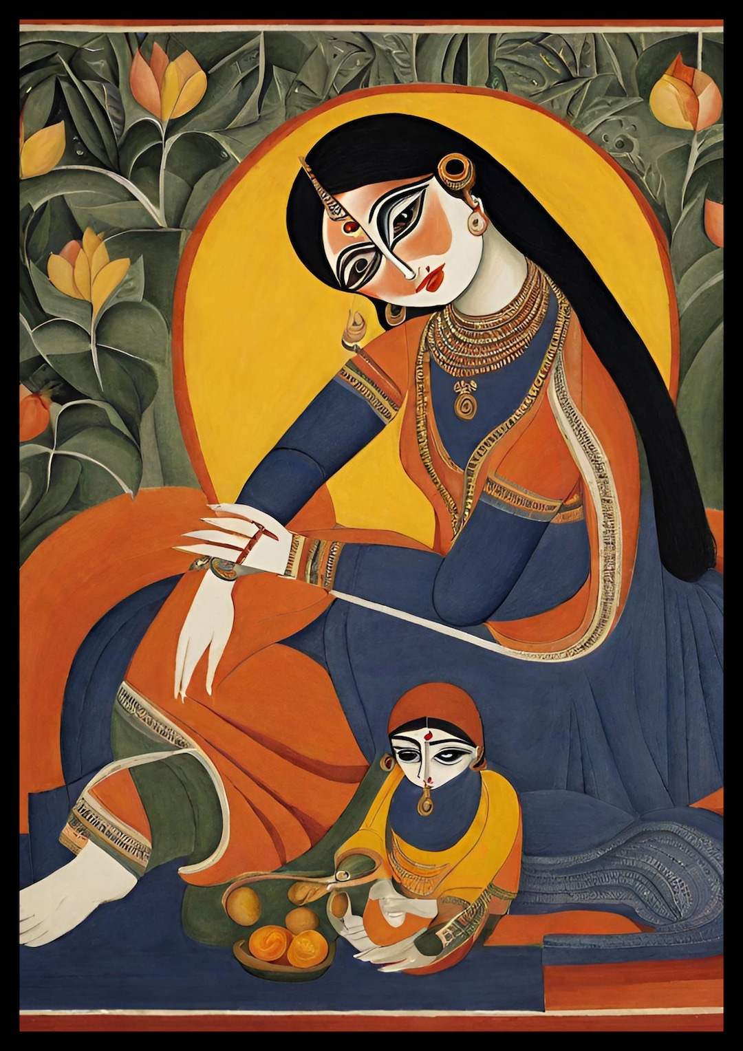 Indian Art Wall Art Kalighat Painting - Etsy