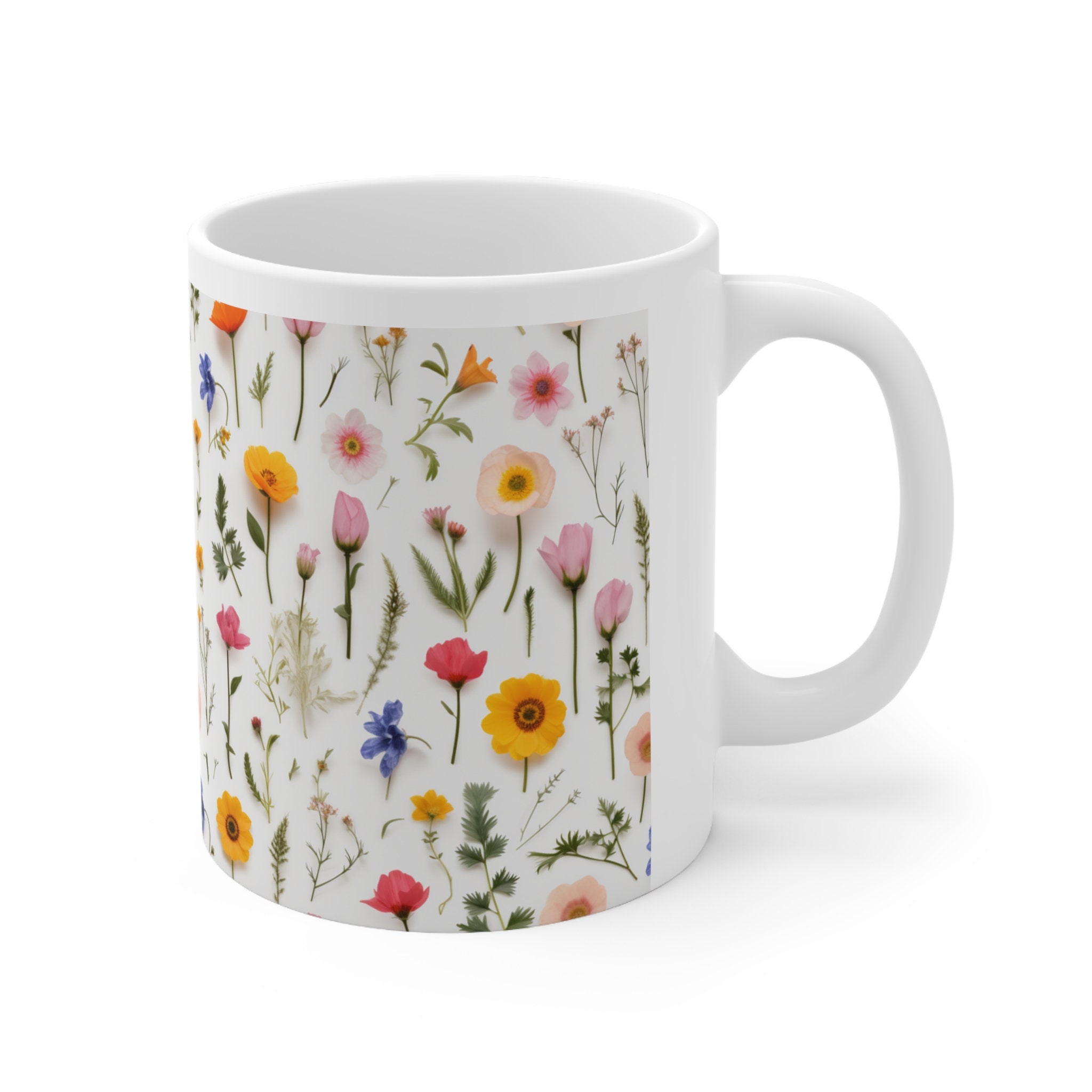 Floral Flowers Wild Plants Flower Pattern Ceramic Coffee Hot Tea Mug ...
