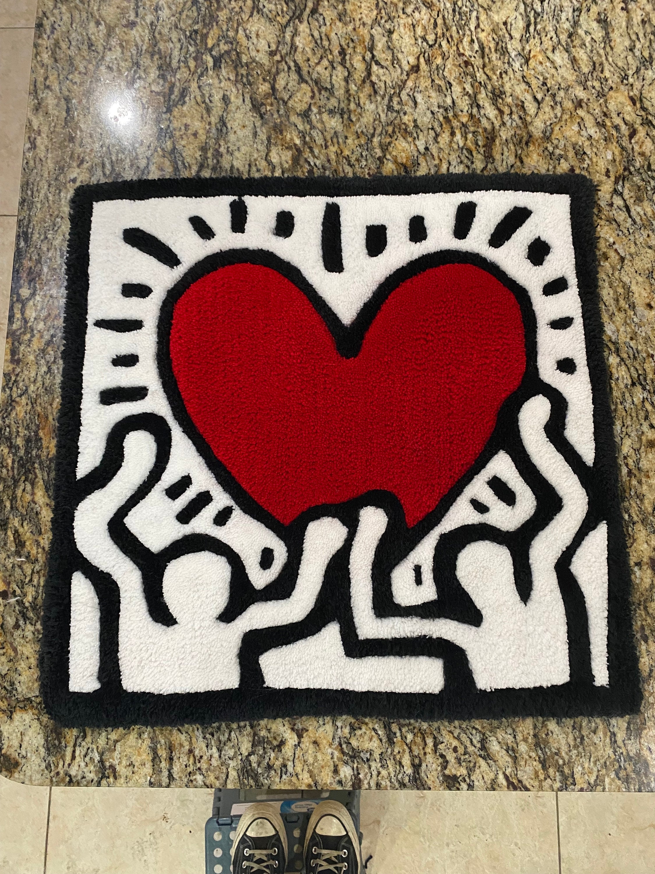 Tuft Rug | Keith Haring Inspired | Heart | Art Rug | Handmade Rug ...