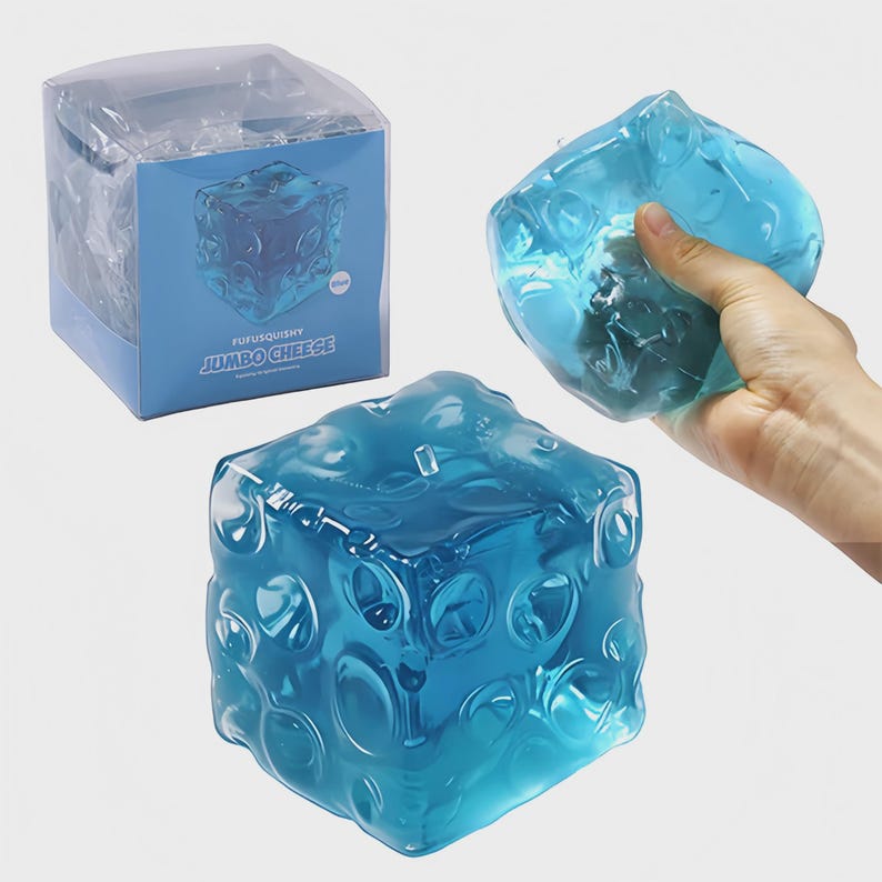 Blue Crystal Jumbo Cheese Squishy, Sensory Fidget Toy, Stress Relief ...