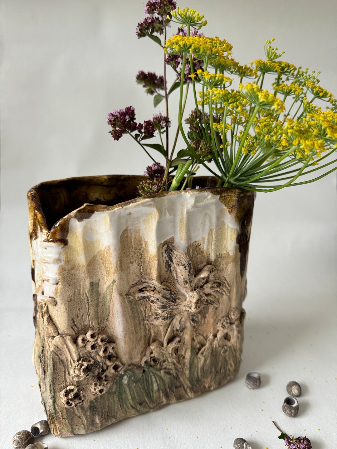 Vase Rustic, Hand-formed Ceramic, Square Vase With Flowers, Structures ...