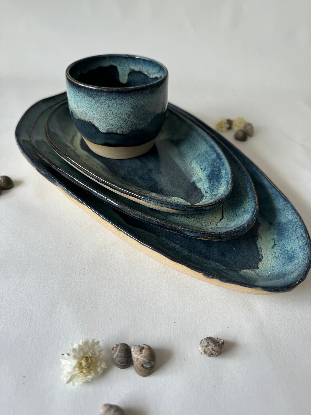 Serving Plate Set in Gradient, Modern Ceramic Plate, Hand-formed ...