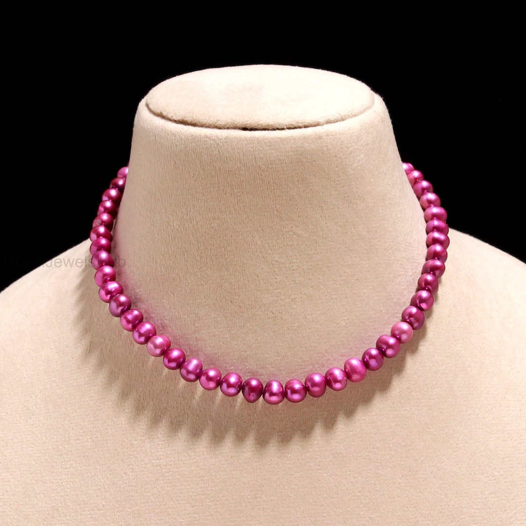 Natural Pink Freshwater Pearl Necklace Jewelry, Pearl Beaded Necklace ...
