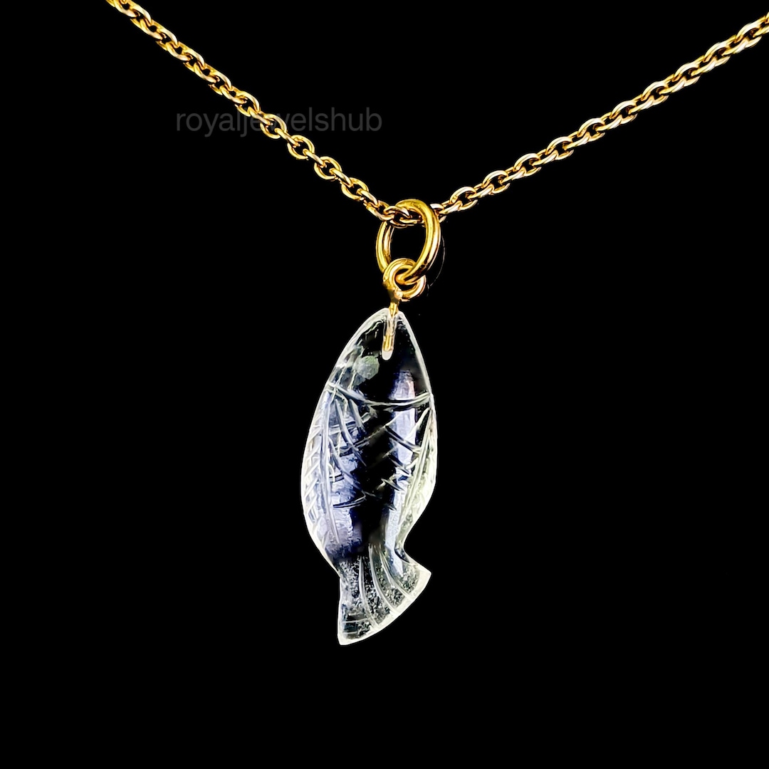 AAA Crystal Quartz Carved Koi Fish Pendant, Handmade Gemstone Carving ...