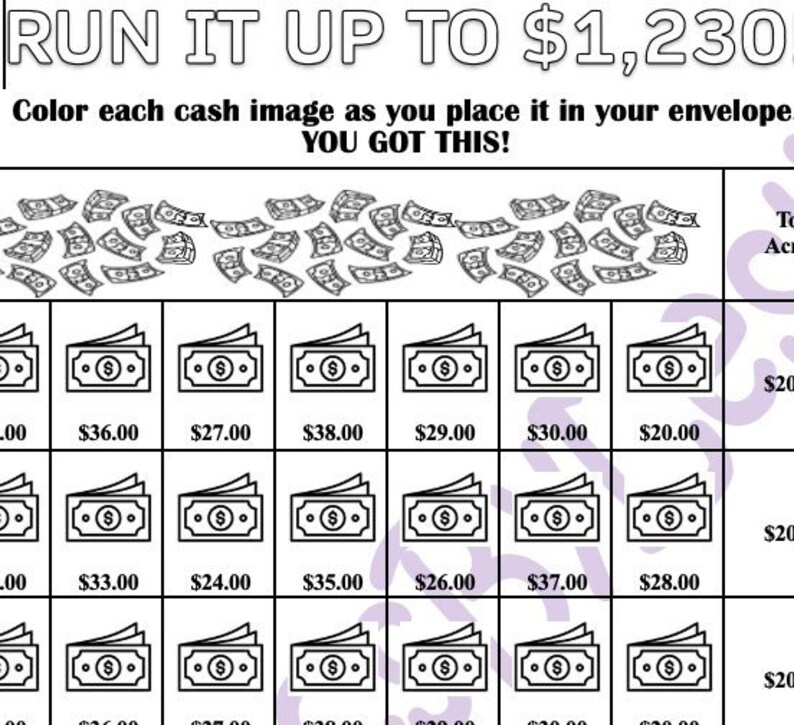 Editable Saving Log: Money Signs - Etsy