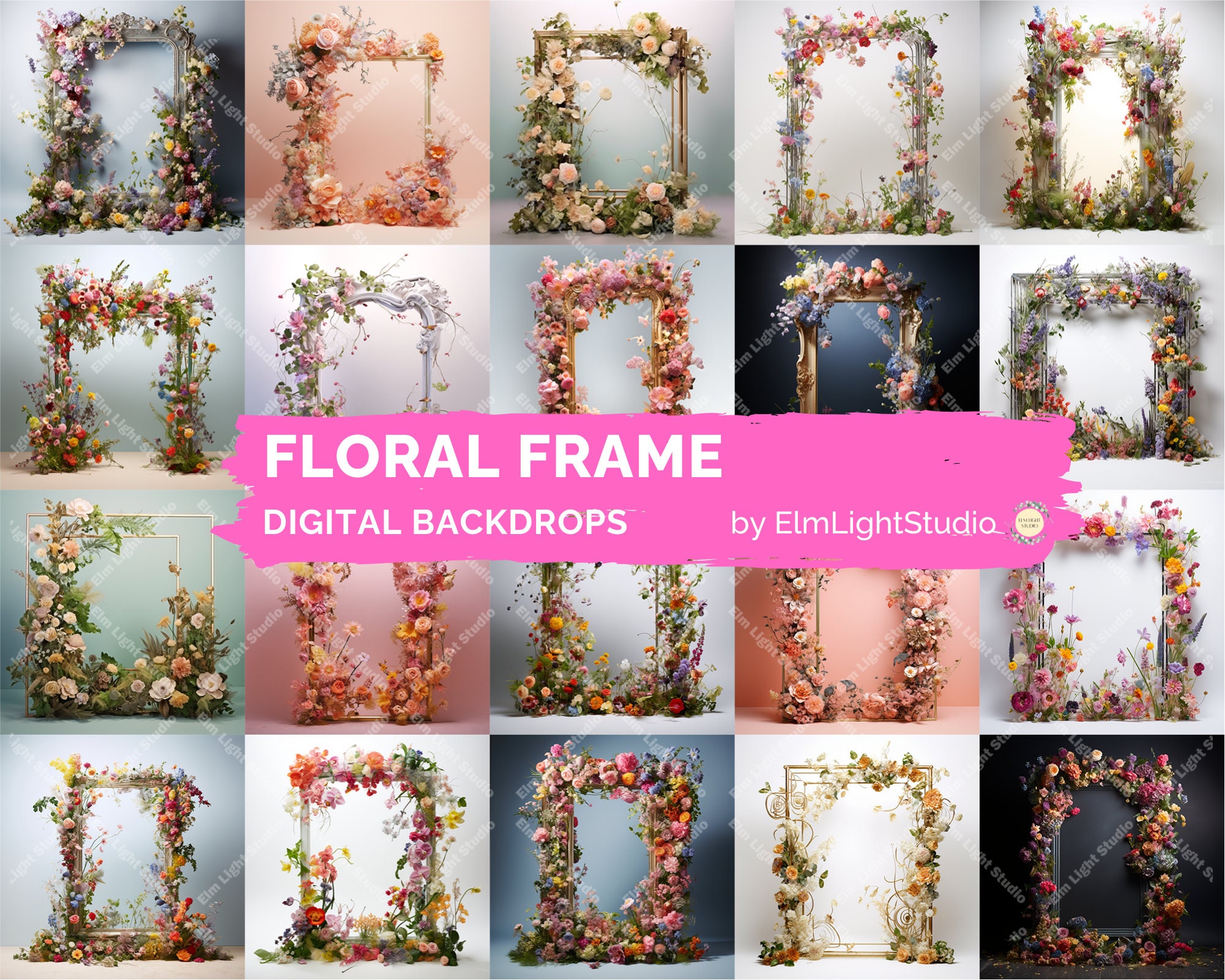 Floral Frame Backdrops for Maternity Backdrop for Wedding Backdrop for ...
