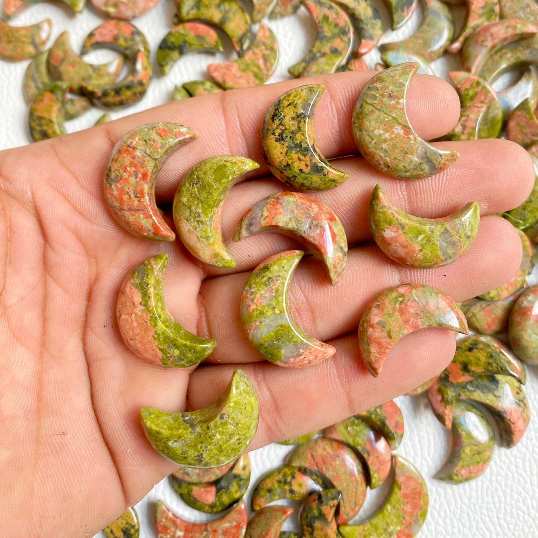 Unakite Jasper Moon Gemstone: Polished Crystal Healing Stone - Etsy