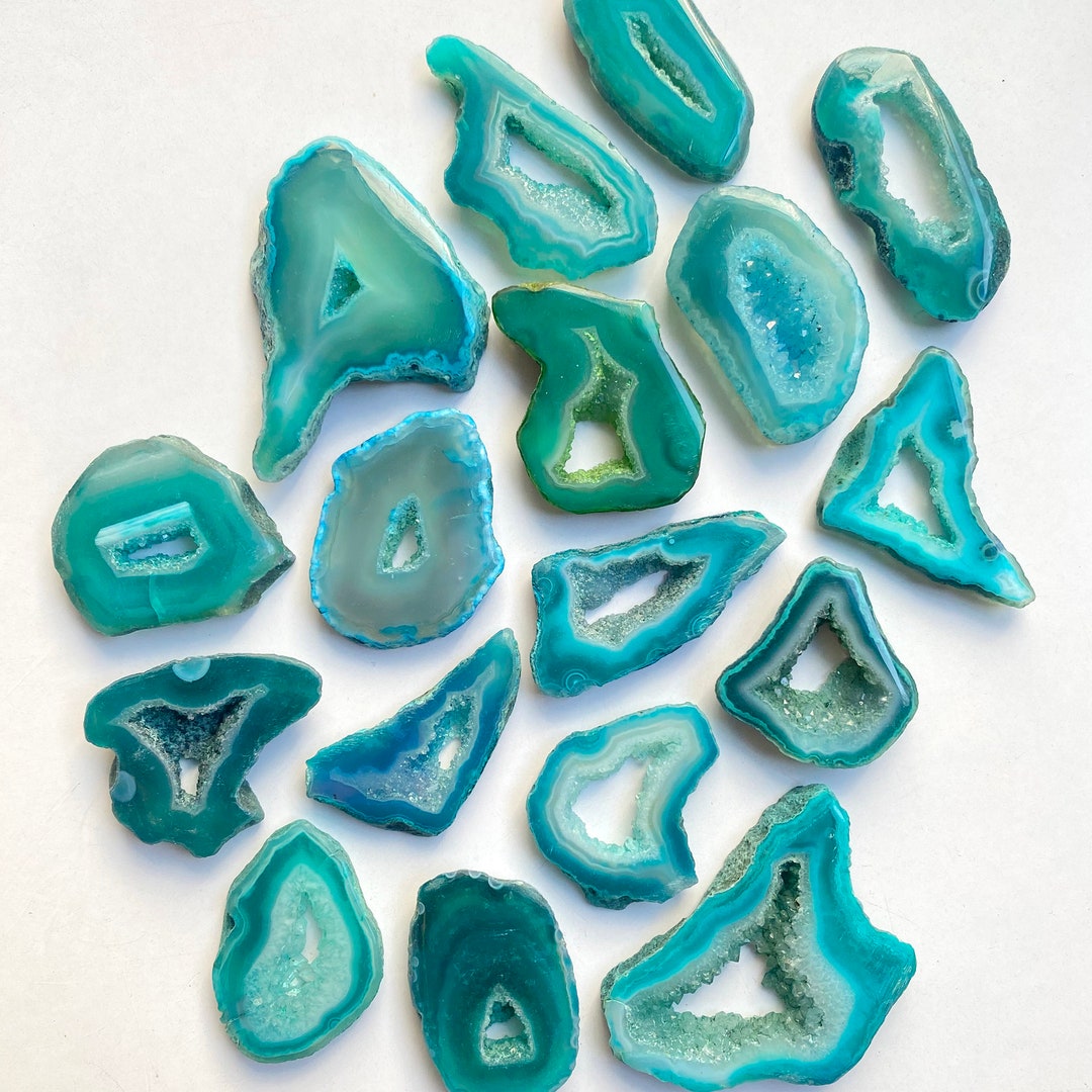 Green Window Druzy Geode Polished Slabs, Green Geode Slices, Green ...