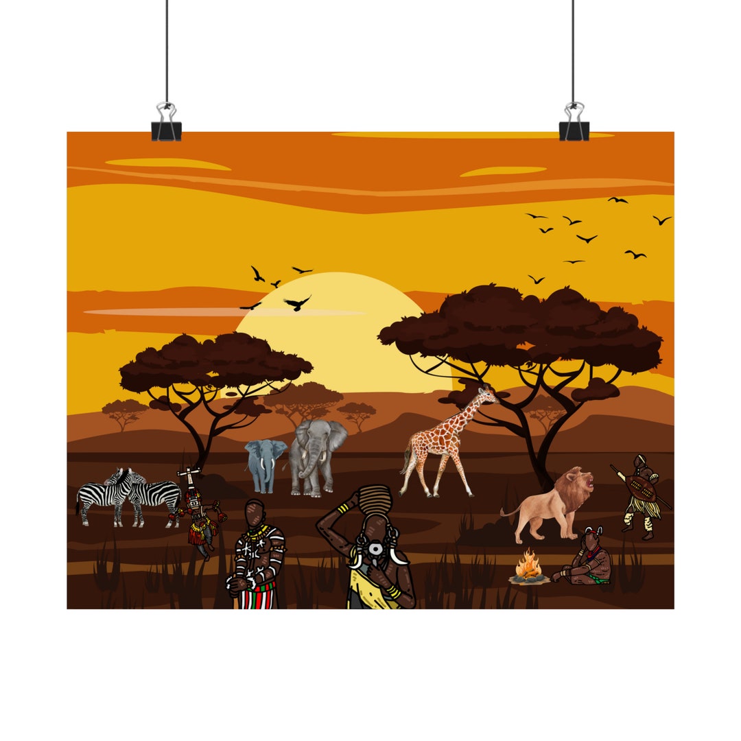 CUSTOM AFRICAN POSTER African Art Print Horizontal Matte Poster African ...
