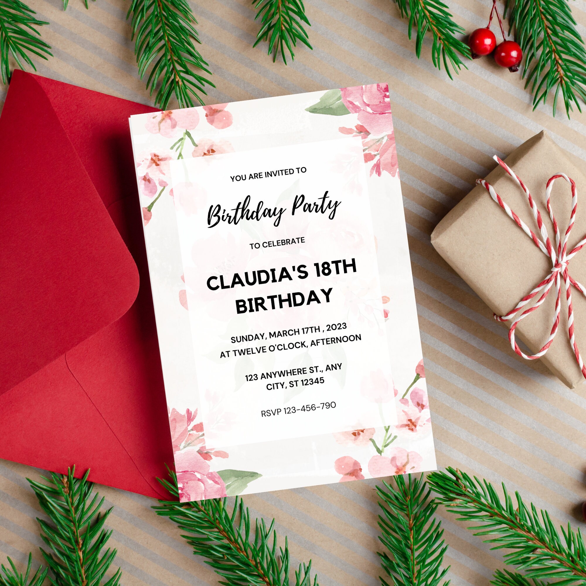 Birthday Invitation | Card Template | Editable Invitation Template ...