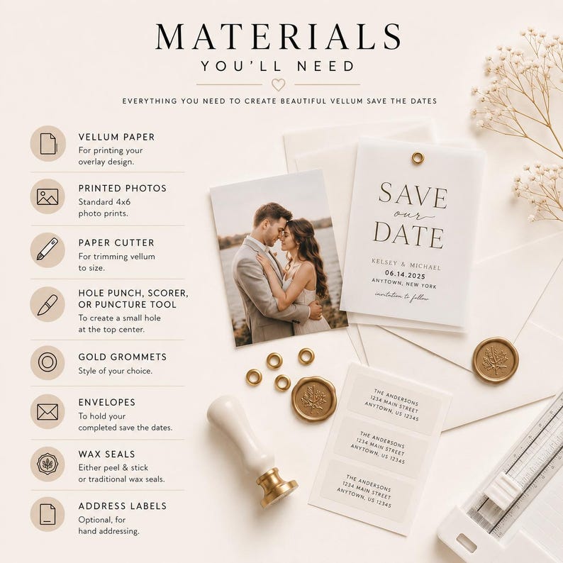 Editable Vellum Save the Date Template With Photo | Minimal Wedding ...