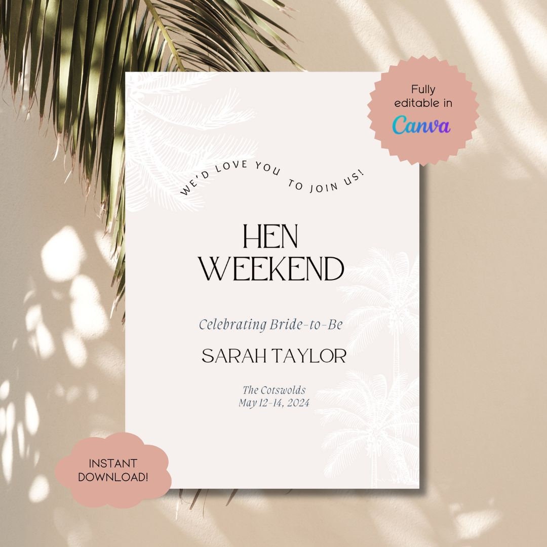 Minimal Hen Party Template Hen Party Itinerary Digital - Etsy