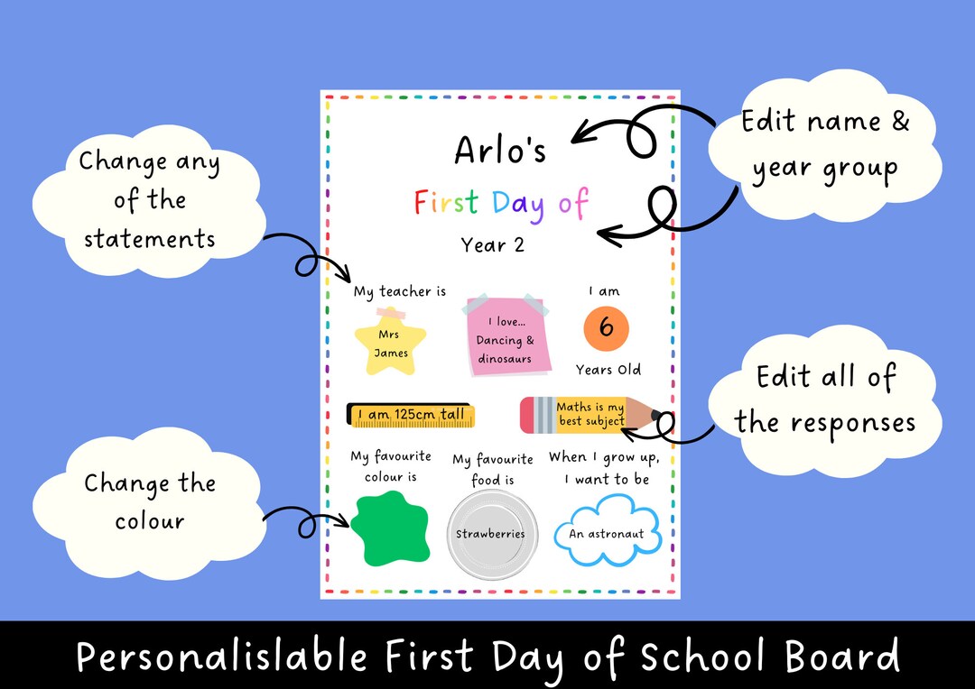 First Day of School Sign, Back to School, Kids First Day of School ...