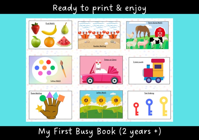 Toddler Busy Book, Learning Binder Pages, Toddler's First Busy Binder ...