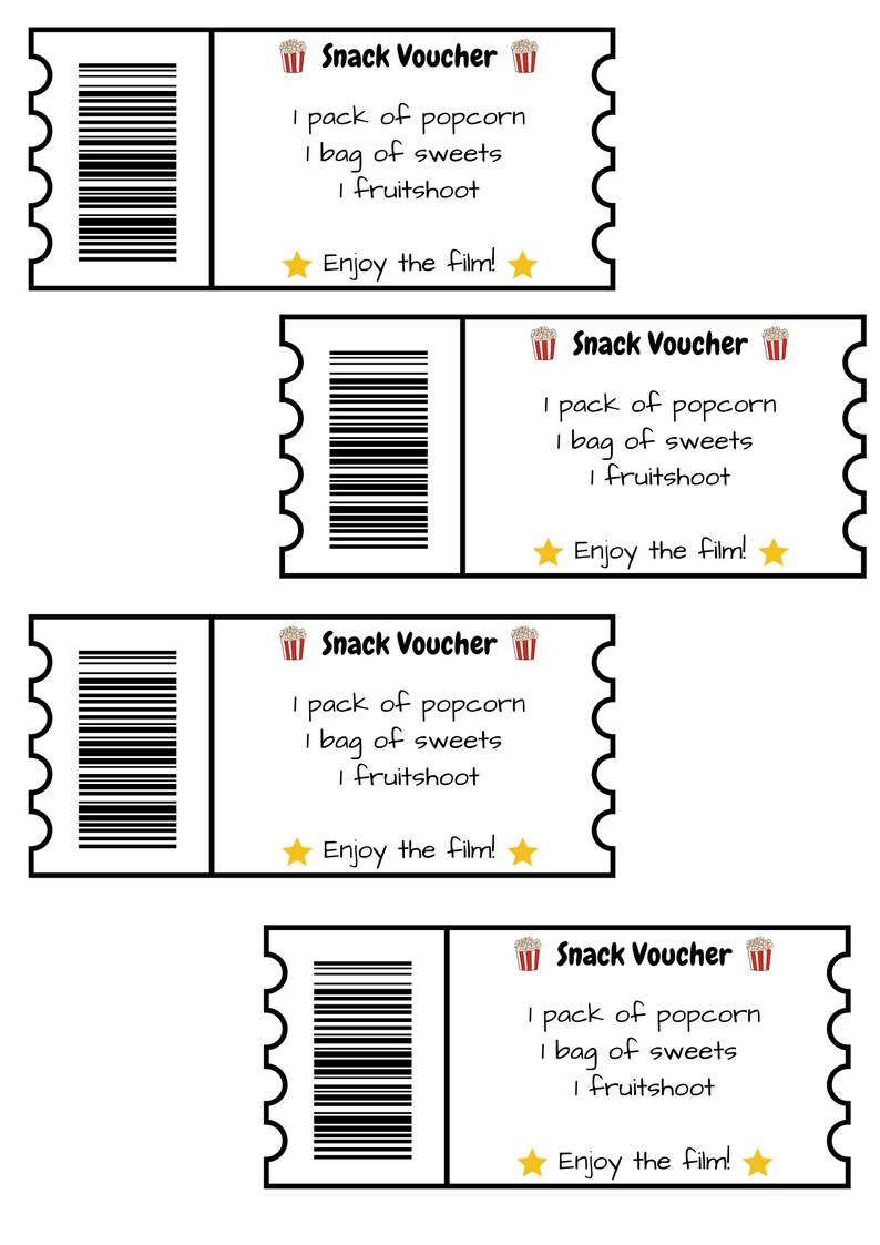 Indoor Kids Activity - Family Film Night - Sleepover Fun - Movie Ticket ...