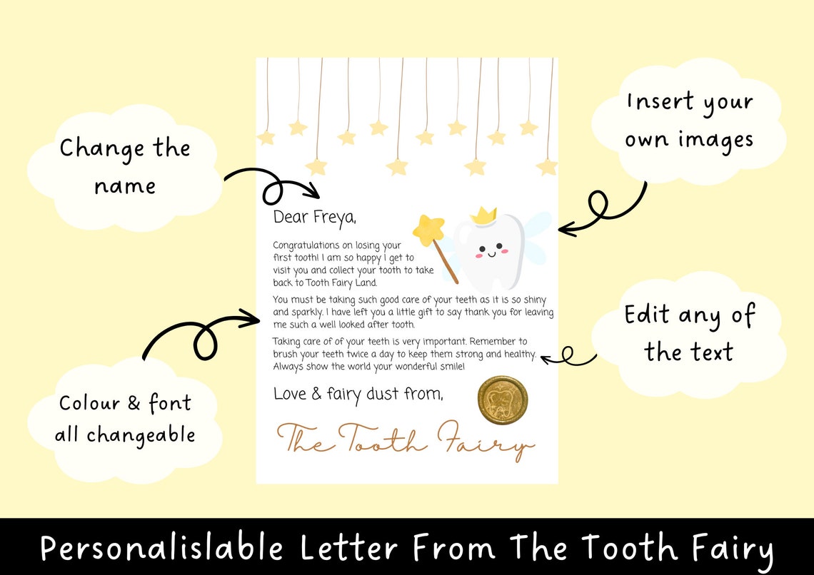 Tooth Fairy Letter, Letter From Tooth Fairy, First Tooth Letter ...