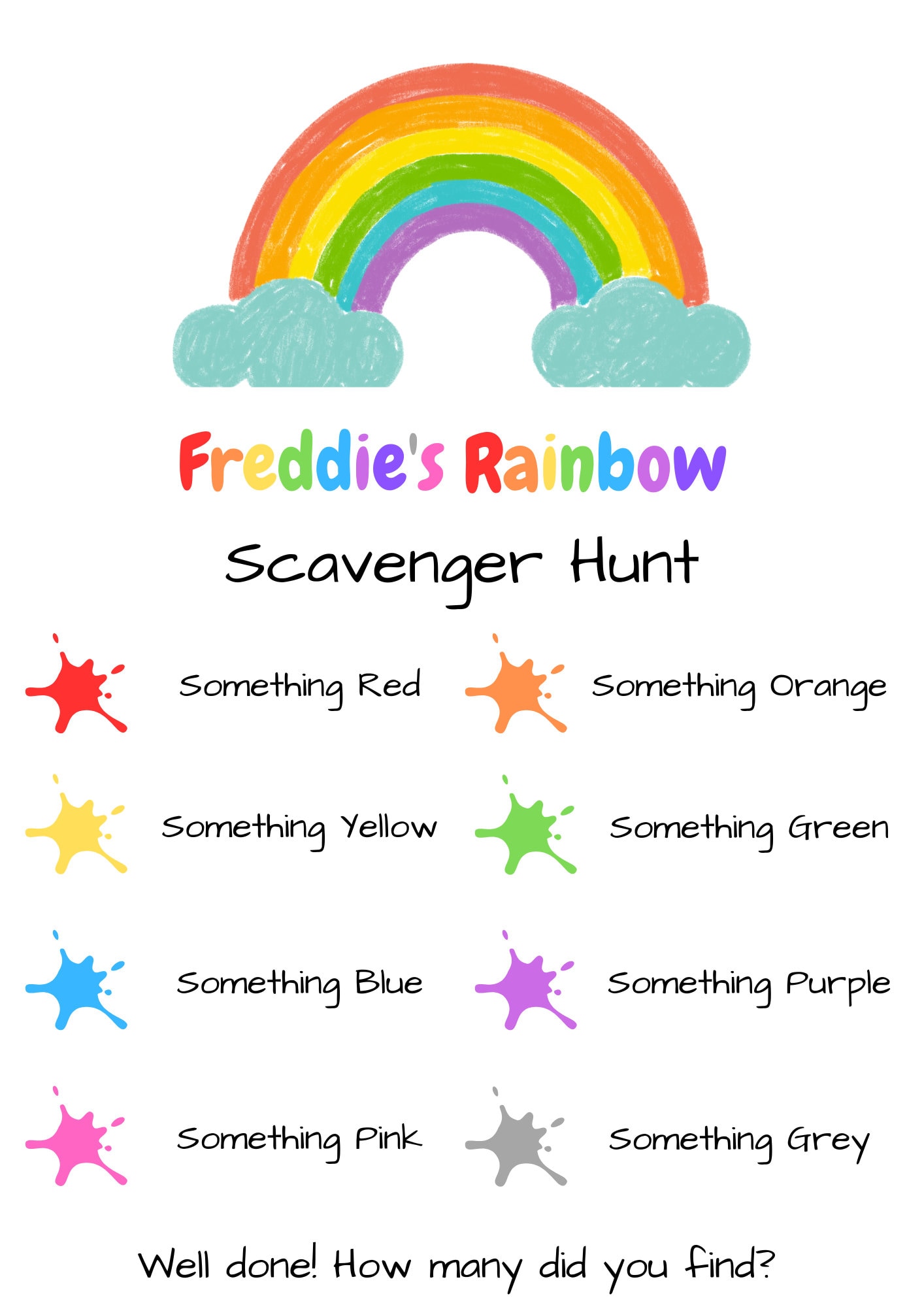 Scavenger Hunt, Kids Activity, Summer Holidays, Rainbow Scavenger Hunt ...